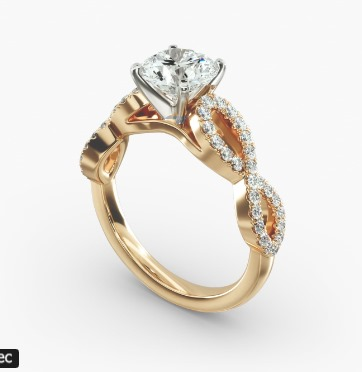 Infinity Twist Micropavé Diamond Engagement Ring in 18k Yellow Gold (0. ...